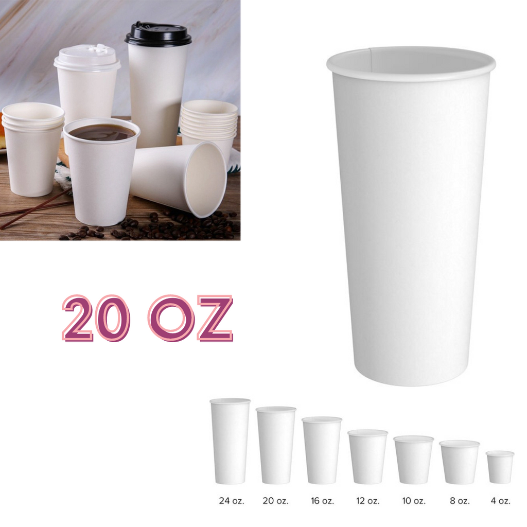 20 oz. Hot Cup - 600/Case White Poly Paper